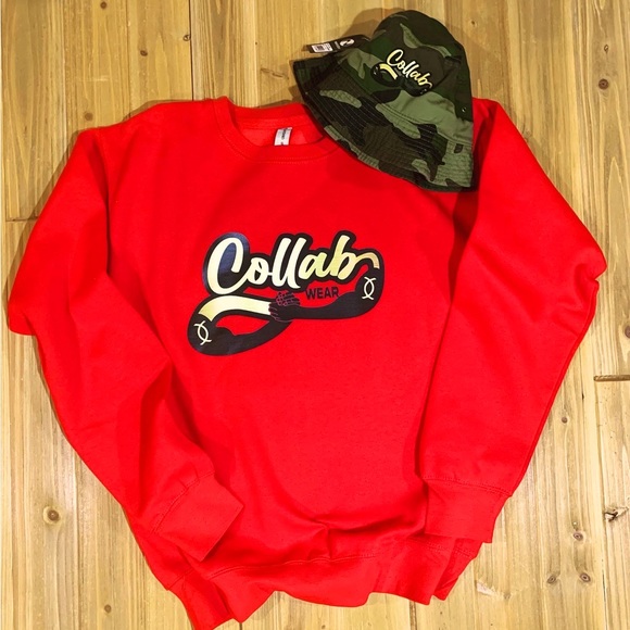 collab Wear | Shirts | Collab Wear Sweatshirt With Camo Bucket Hat Set ...